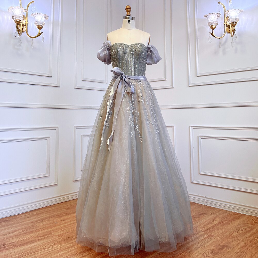 Serene Hill Blush Pink A-Line Sexy Off Shoulder Arabic Beading Crysta ...